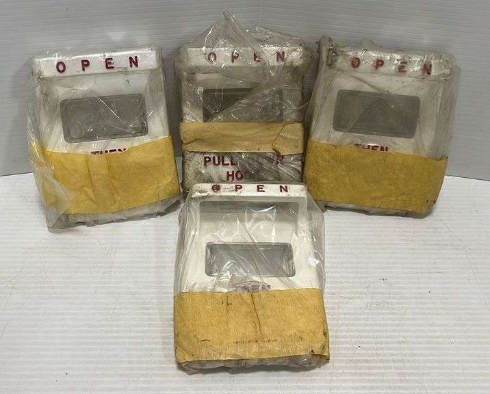 (4) Older fire alarm pull levers, 5"H - Albrecht Auction Service