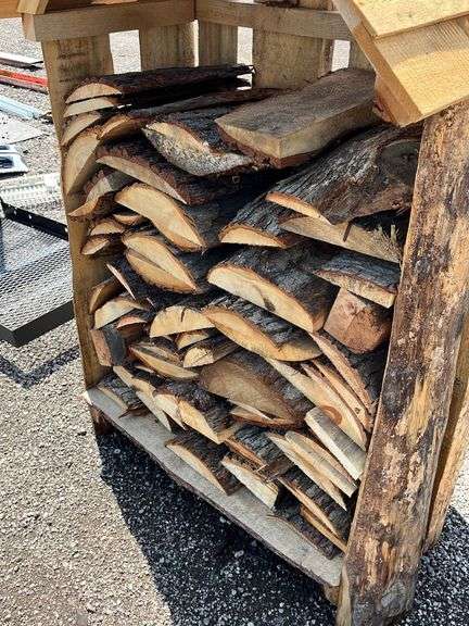 Rustic firewood rack full of campfire wood, 38" x 20" x 68", good ...