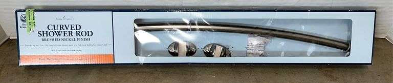 Curved shower/Tub rod, brushed nickel finish, fits space 40" x 72"L ...