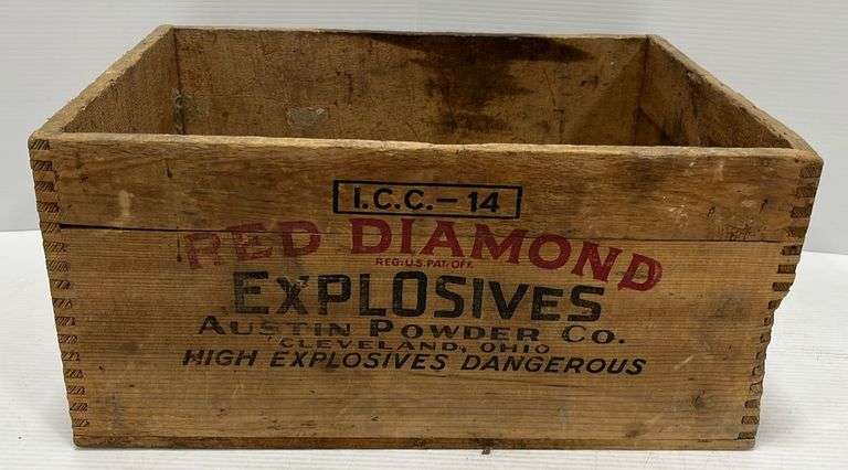 Red Diamond Explosives box, 18"W x 13"D x 8"H, good - Albrecht Auction ...