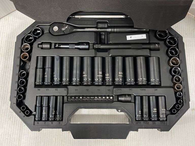 60-Piece Husky mechanics tool set, 3/8" drive knurl grip universal ...