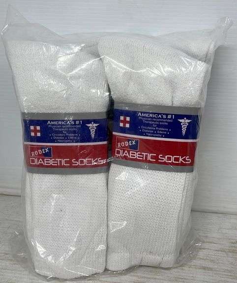 12-Pair white diabetic socks, size 10-13, loose fit tops, physician ...