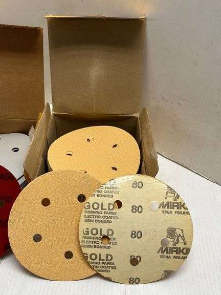 (100) Mikka Sanding disc, gold, self stick- 5", D-A discs, 80 grit, (25 ...