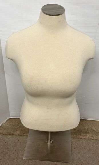 Woman's torso form mannequin, foam body with cloth cover, 19"W shoulder ...