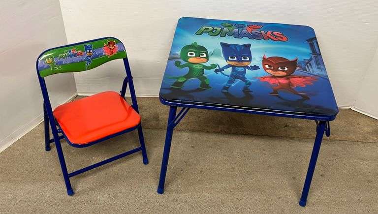 Kids Pj Masks table and chair, top- 20" x 20" - Albrecht Auction Service