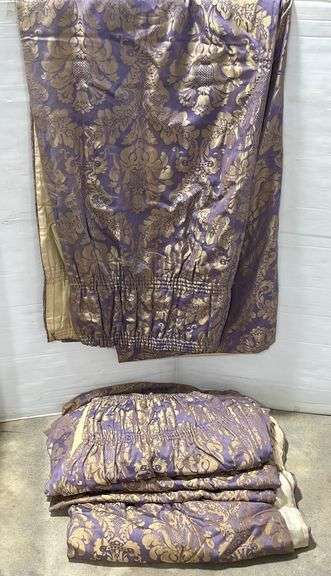 (4) Antique drapery panels, can be used for fabric, rich lavender/gold ...