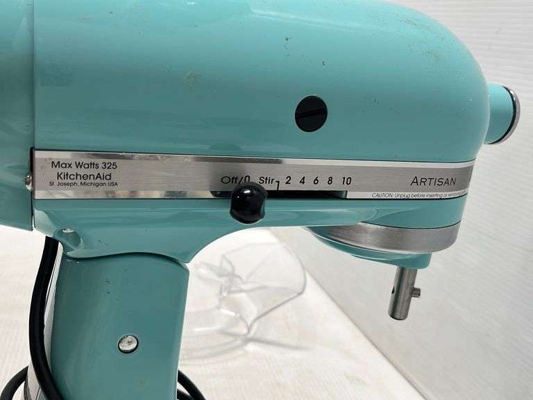 KitchenAid mixer, aqua color, includes bowl and attachments, 12"H, like ...