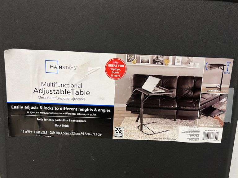 Mainstay multifunctional adjustable table, 17"W x 17"D x 28"H, new ...