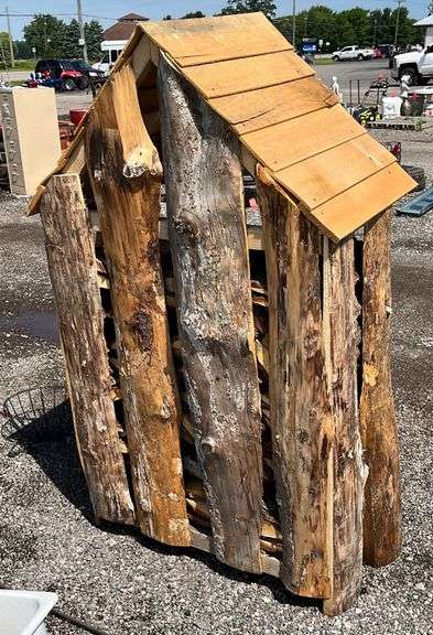 Rustic firewood rack full of campfire wood, 38" x 20" x 68", good ...