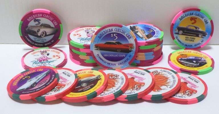 (25) 1996 American Classic Car Collectors casio chips from the Flamingo ...