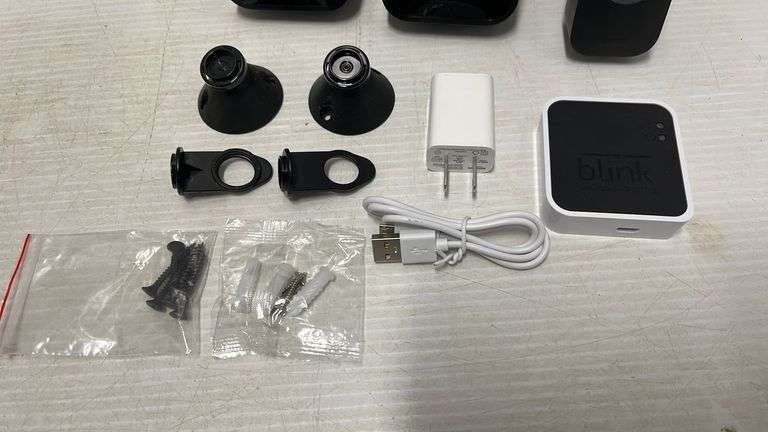 (2) Blink cameras, Blink doorbell, Blink sync module 2, hardware and ...