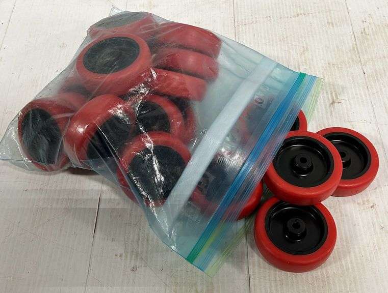 (20) Heavy duty plastic tires, 1/4" axle hole x 3"Dia x 7/8"W, new ...