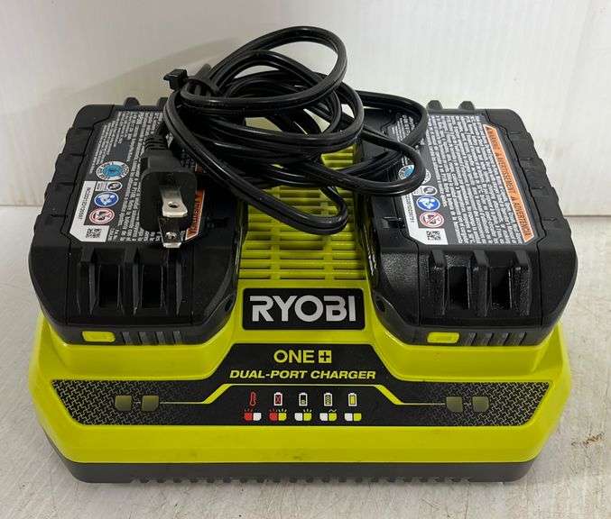 RYOBI Dual charger with (2) batteries, new, works - Albrecht Auction ...