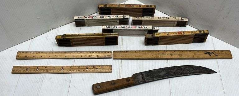 (9) Wood rulers, include: 8- Lufkin, and 1- Craftsman, good, usable ...