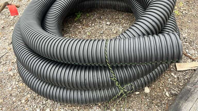 40' Plastic drain tile, 4", solid, new - Albrecht Auction Service