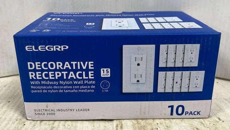 10-Pack of contractors decorative receptacle outlets with mid-size trim ...
