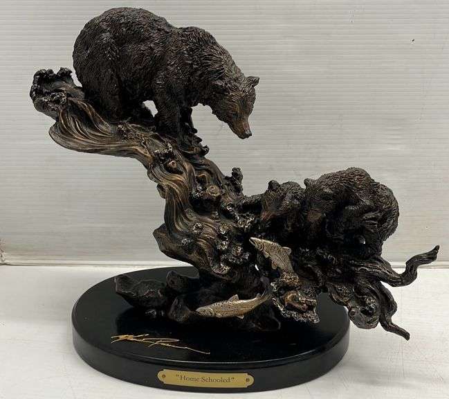 Marc Pierce sculpture bear family "Home Schooled", 12"H x 14"W ...