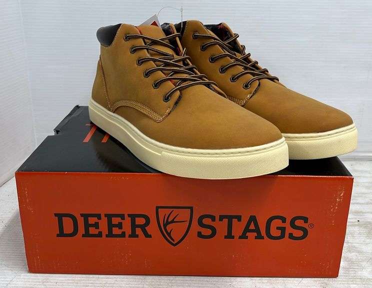 Deer stag boots, size 12, tan leather, new - Albrecht Auction Service