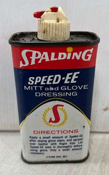 Older spaulding speed-EE mitt dressing oiler can, 4 fl. oz. can ...