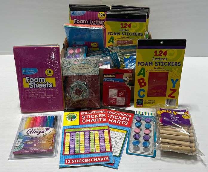 Large variety of crafting items, includes: Stickers, foam sheets, craft ...