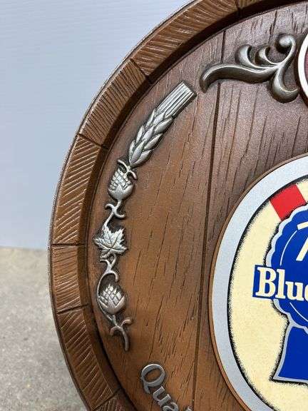 "Pabst Blue Ribbon" barrel wall display, plastic, 16"Dia - Albrecht ...