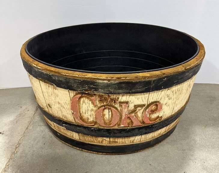 Coke barrel, older, great for gardening or a party barrel, 25"Across x ...