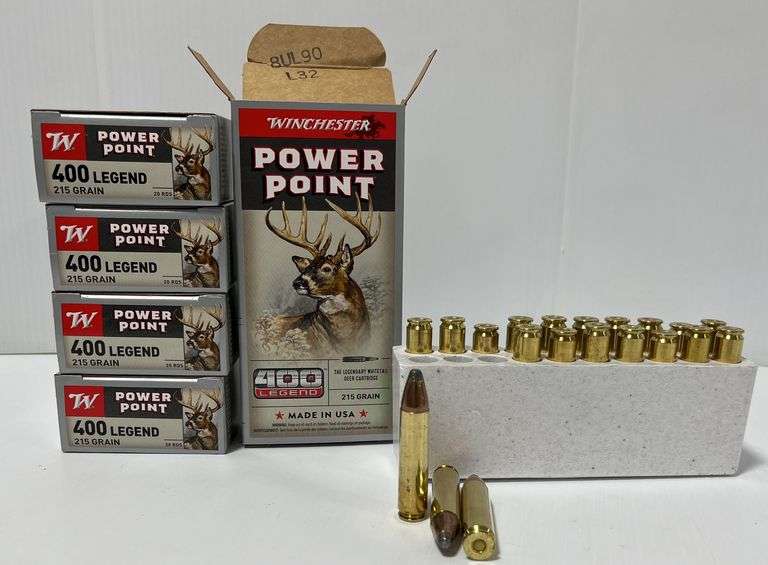 (100) 400 Legends ammunition Winchester Power Point - Albrecht Auction ...