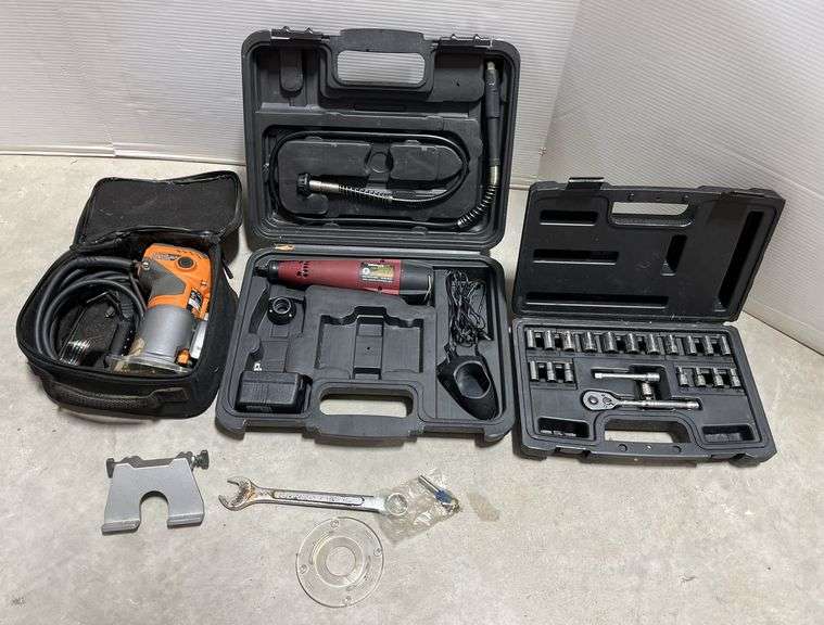 (3) Tools, includes: 1- RIDGID 1.5HP, compact router with case; One ...