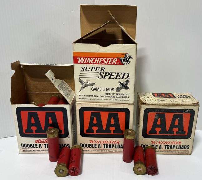 (100) Older Winchester 12-gauge shotgun shells, 4-boxes of AA trap ...