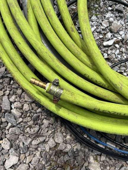 Hose reel with power washer hose - Albrecht Auction Service