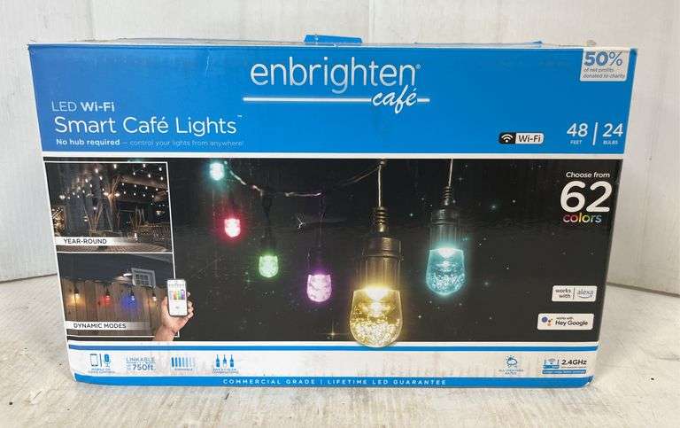Enbrighten Cafe LED WiFi smart cafe lights, 48', (24) bulbs, (62 ...