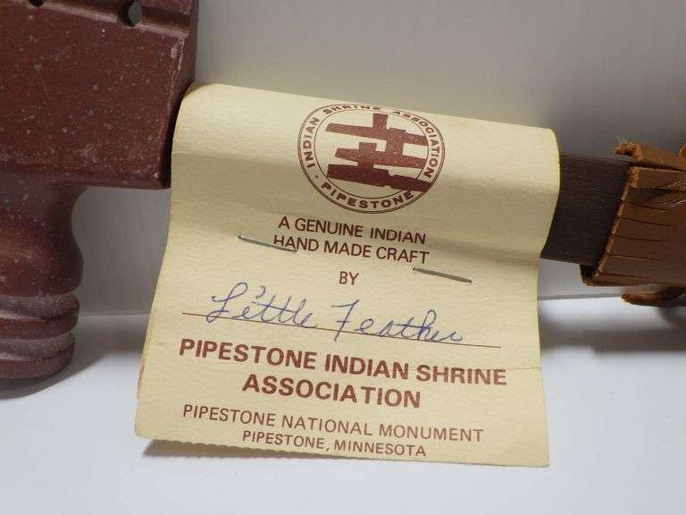 Handmade Native American pipestone national monument pipe, 10 1/2 ...