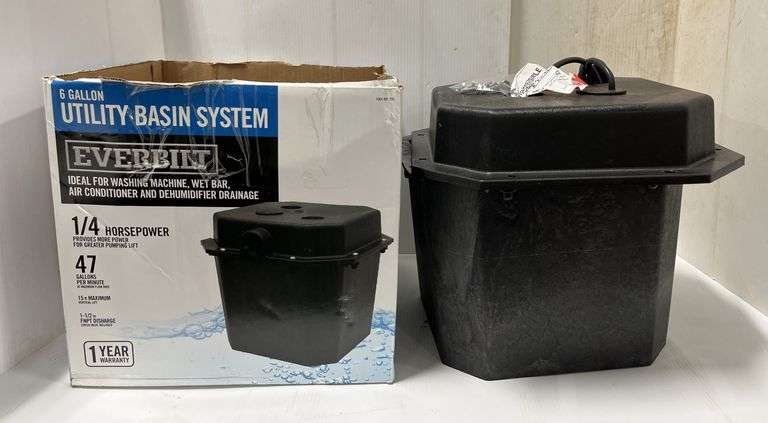 Everbilt 6-gallon utility basin system with 1/4 HP pump, moves up to 47 ...