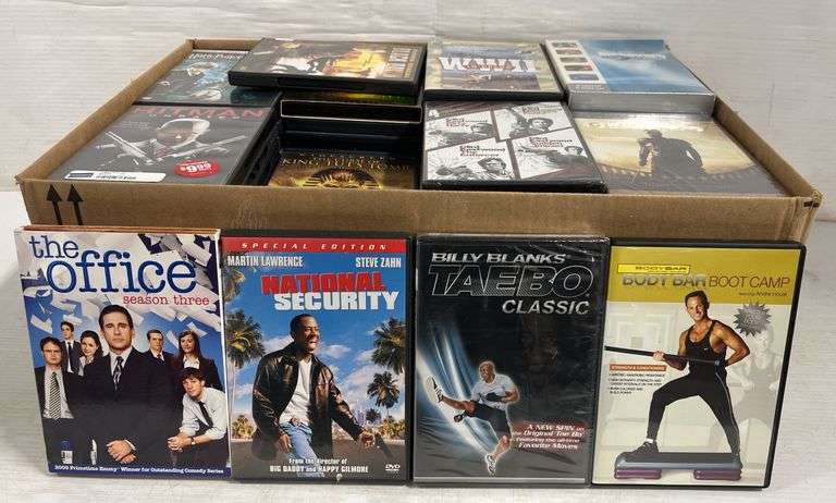 Over (75) DVDs, incldues: Comedy, history, action, and more, some box ...