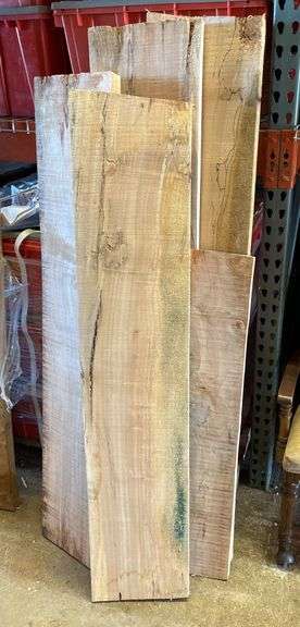 (5) Spalted maple boards, rough sawn, includes: One- 11 1/2"W x 1 1/8 ...