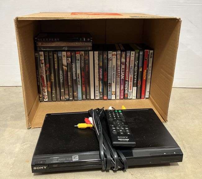 Sony DVD player with remote and DVDs, good - Albrecht Auction Service