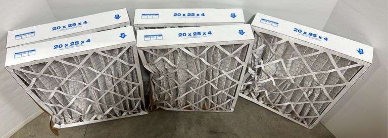 (5) Furnace filters, 20" x 25" x 4", pushed in on sides - Albrecht ...
