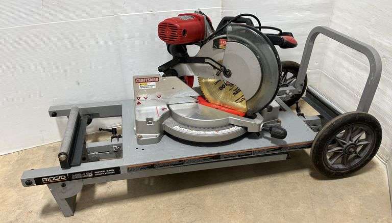 Craftsman 12" dual compound miter saw on RIDGID MS-UV miter saw utility ...