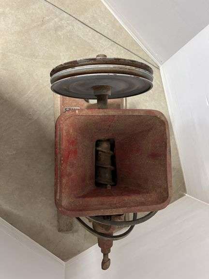 Feed bell grinder, 10"W x 26"L x 19"H, and hopper- 10" x 8", works fine ...