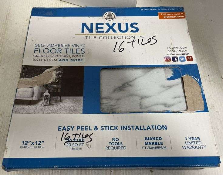 (36) Nexus self-adhesive floor tiles, 12" x 12", include: 1- full box ...