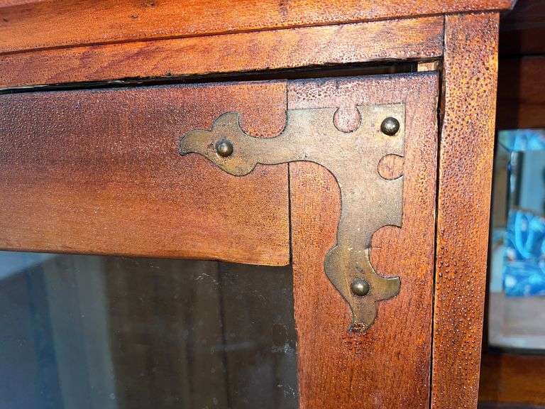 Antique side by side secretary hutch, glass and glass pulls are intact ...