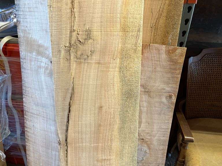 (5) Spalted maple boards, rough sawn, includes: One- 11 1/2"W x 1 1/8 ...