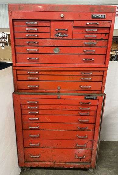Tool chest with 3-tiers, MATCO, couple of the drawers need work, 33 1/2 ...