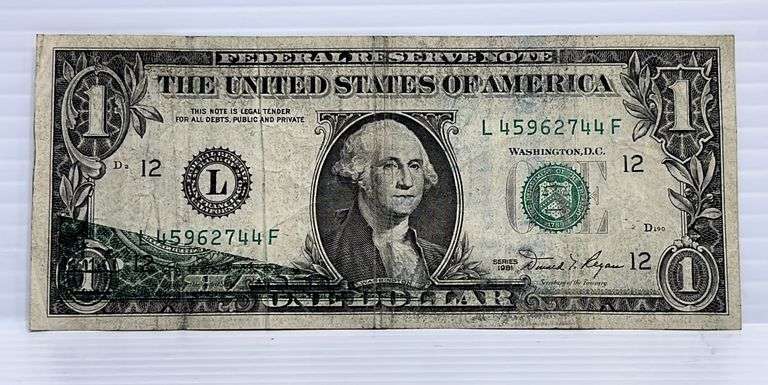 1981 $1 Bill with front transfer error - Albrecht Auction Service