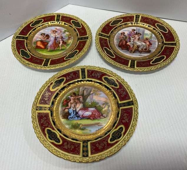 (3) Antique 1870s Royal Vienna signed Kauffman with beehive mark, 7 1/2 ...