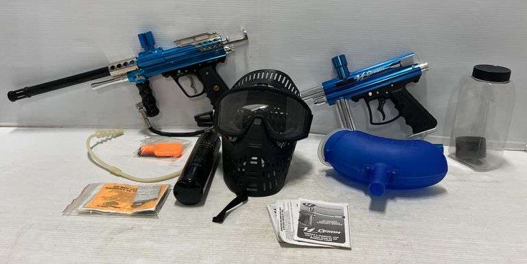 Blue Viewloader VL Orion .68 caliber paintball gun with Blue Boss gun ...