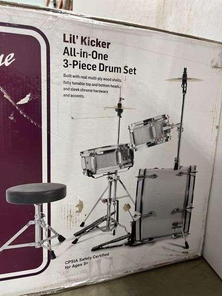 Rogue Lil Kicker all in one 3-piece drum set, deep red color, from ...