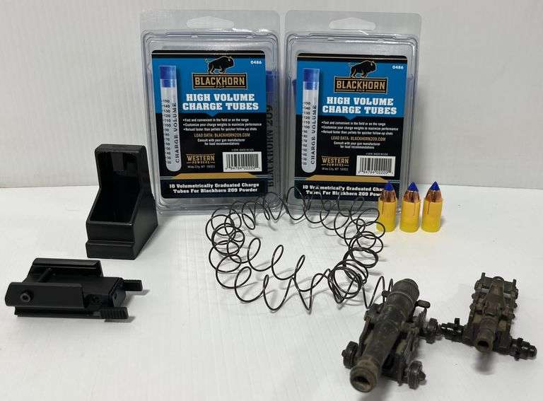 (15) Blackhorn powder tubes for muzzleloaders, some gun magazines ...