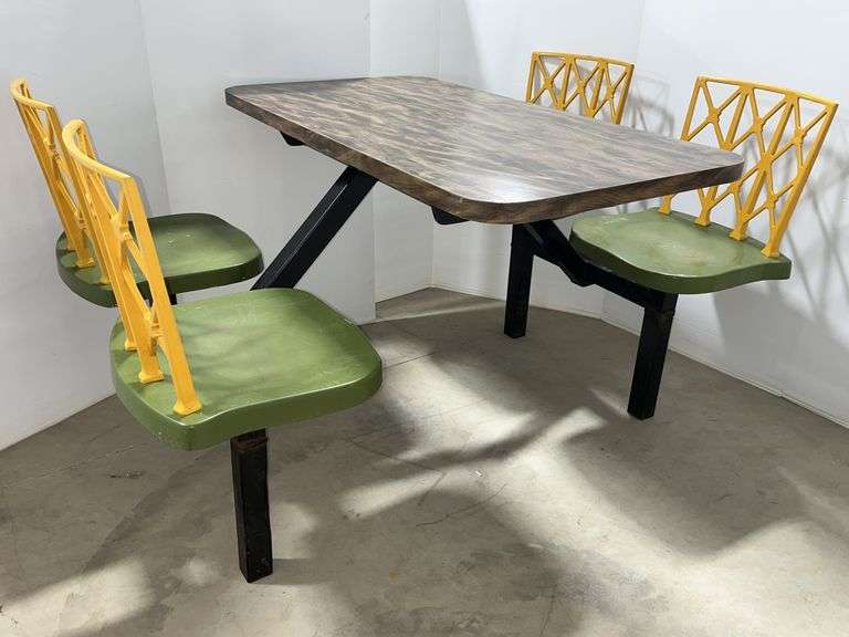 Older mid-century McDonald's dining room table and chair furniture with ...