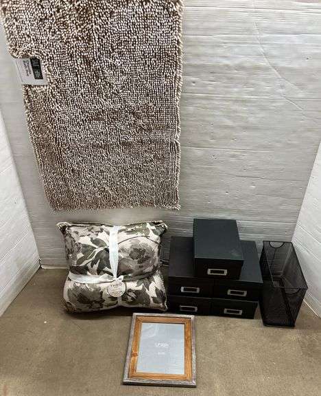 (5) Office filing boxes, 8"W x 11 1/2"D; Wire file rack, 12 1/4"W x 9 1 ...